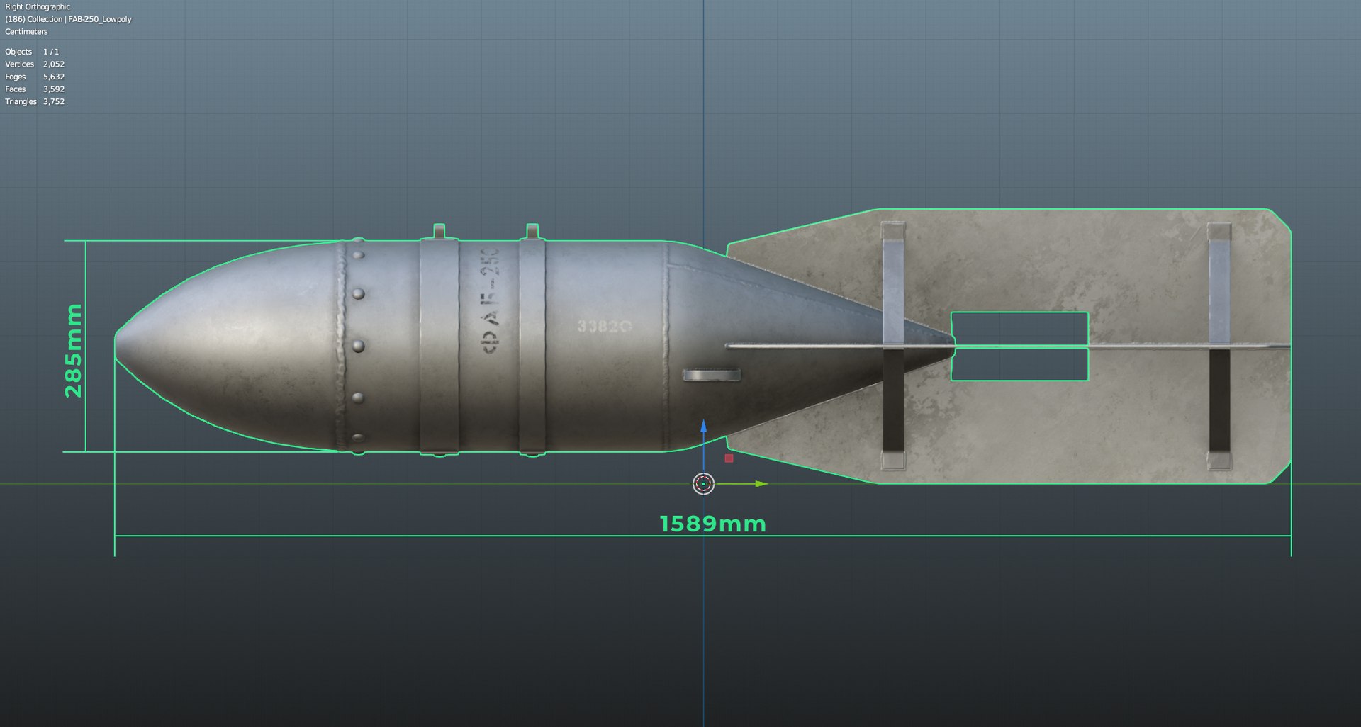 3D Soviet General Purpose Air-dropped Bomb FAB-250 Low-poly Model ...