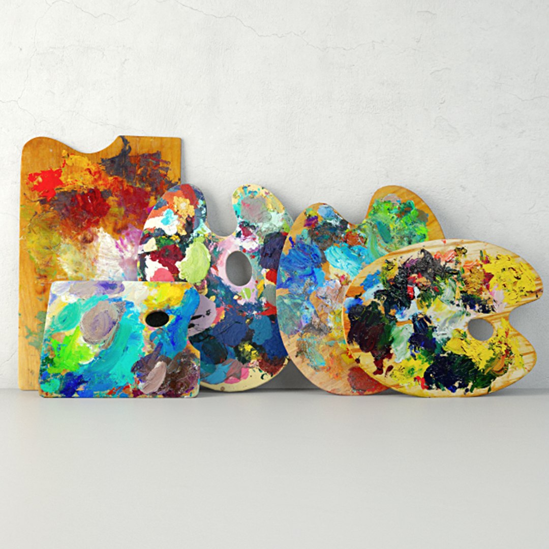 Vintage Artist Palettes Model - TurboSquid 1219724