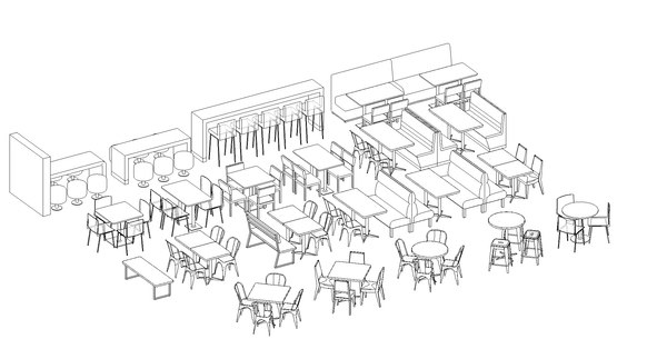 3D revit furnitures restaurants tables model - TurboSquid 1492700