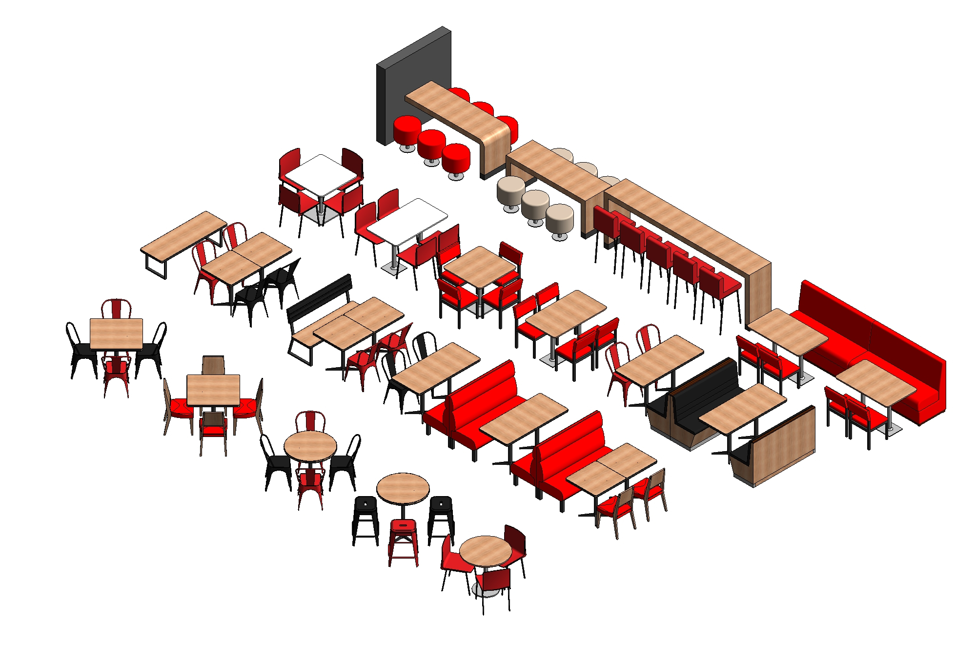 3D revit furnitures restaurants tables model - TurboSquid 1492700
