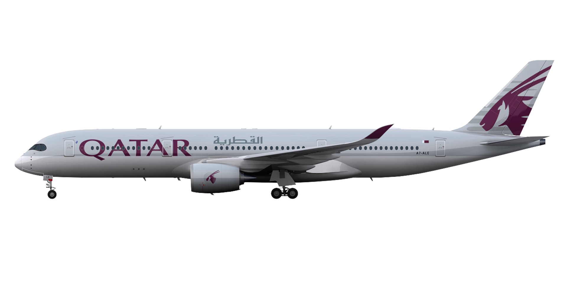3D A350-900 Qatar - TurboSquid 1159386