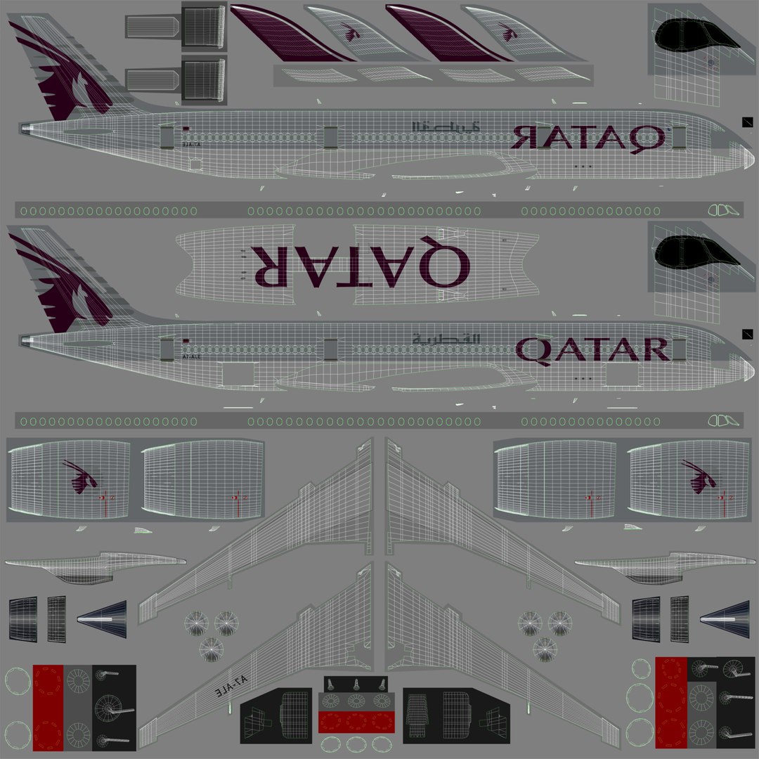 3D A350-900 Qatar - TurboSquid 1159386
