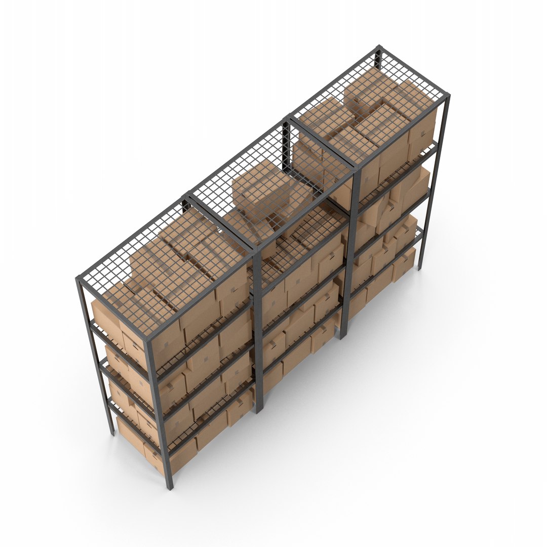 3D Warehouse Racks And Cardboard Boxes - TurboSquid 2374007