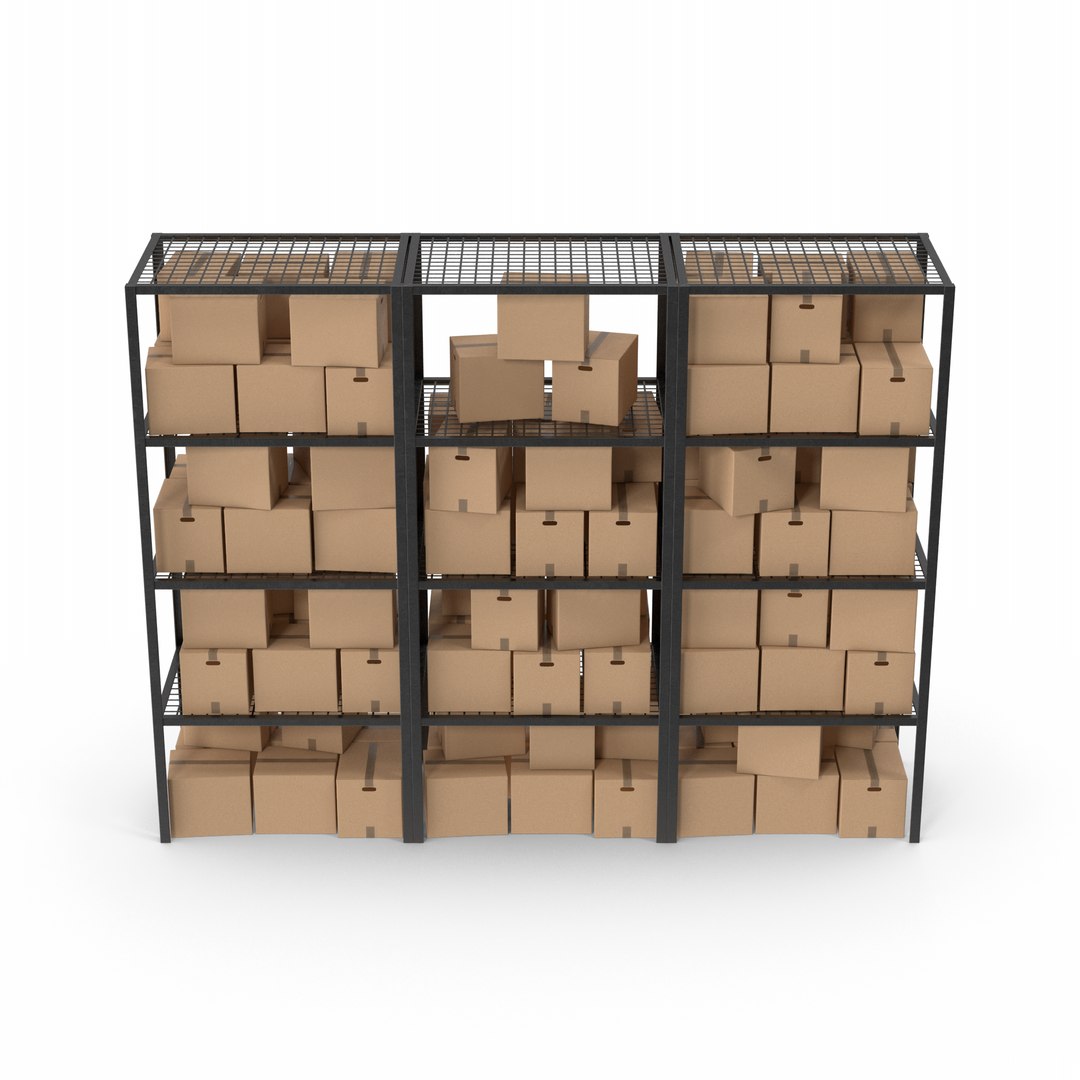 3D Warehouse Racks And Cardboard Boxes - TurboSquid 2374007