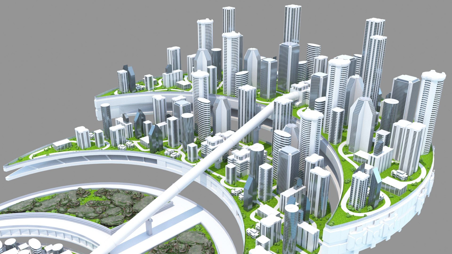 Sci-Fi Futuristic Future Flying City model - TurboSquid 1952562