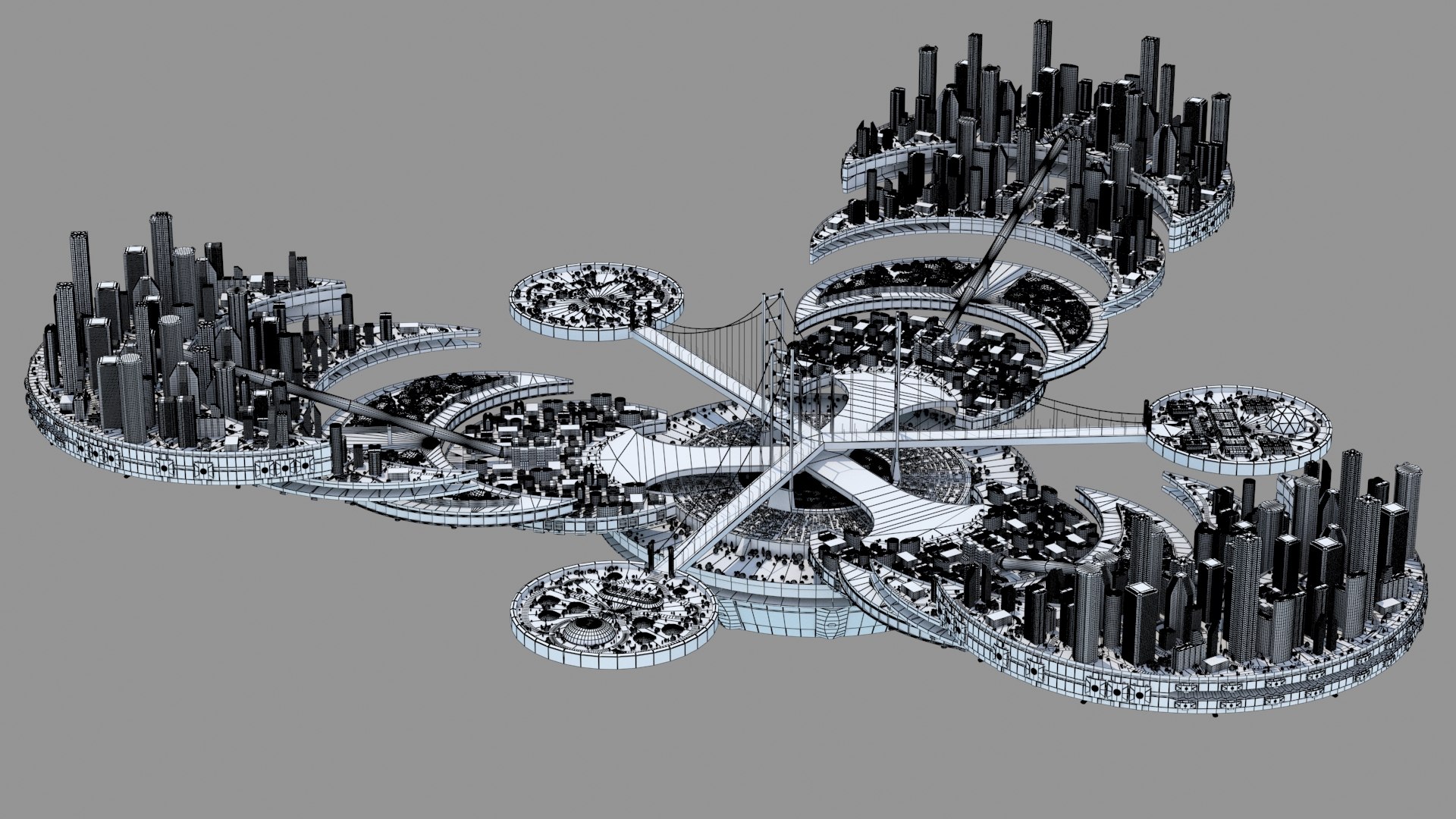Sci-Fi Futuristic Future Flying City model - TurboSquid 1952562