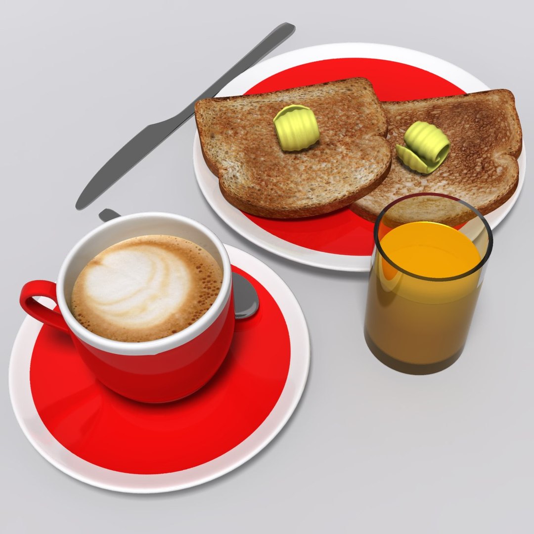 Realistic Breakfast 3d Obj