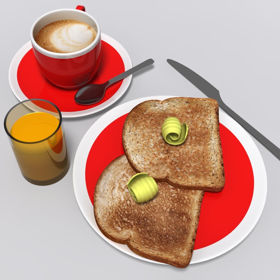Realistic Breakfast 3d Obj
