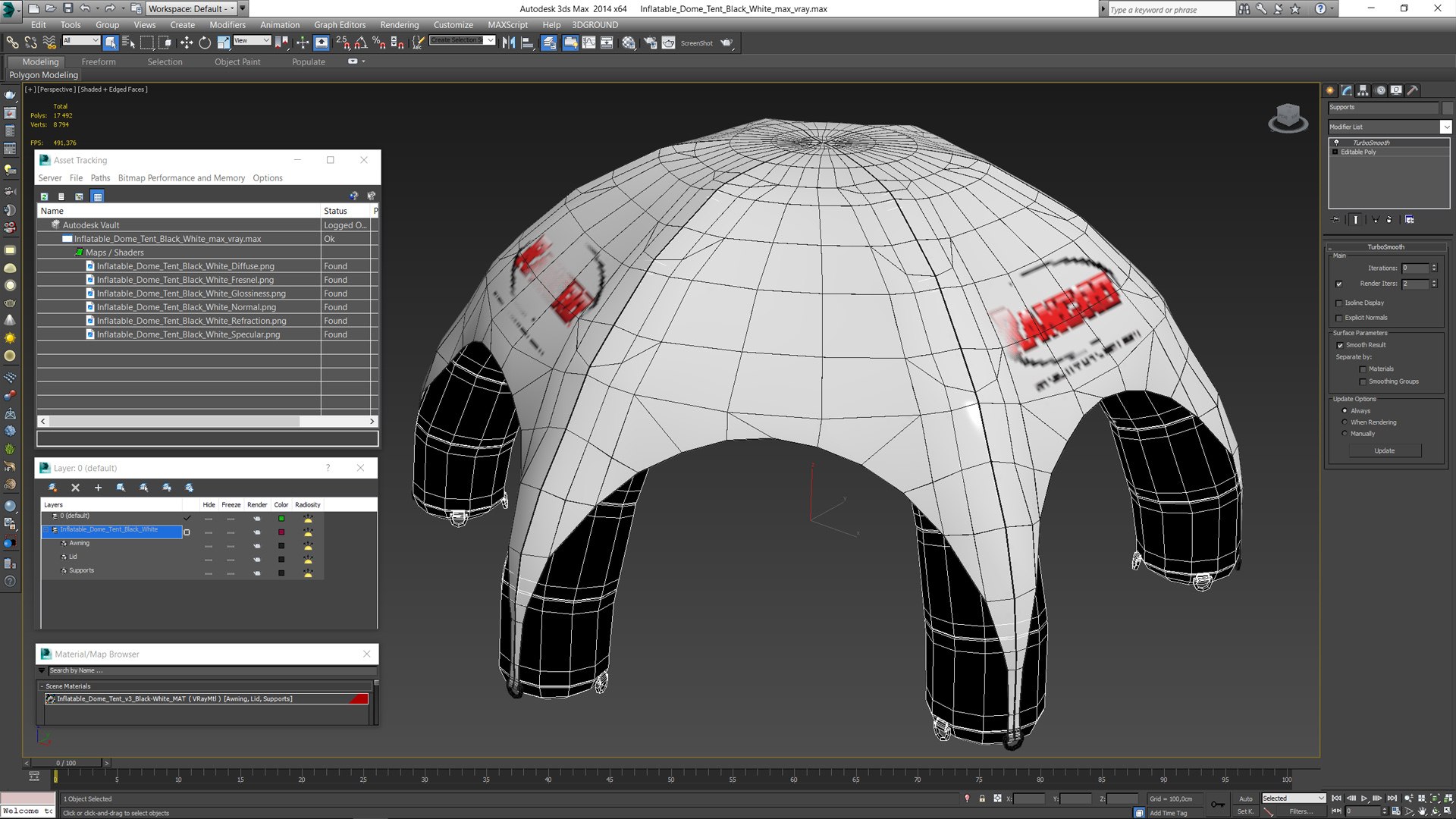 3D Inflatable Dome Tent Black White - TurboSquid 2237142