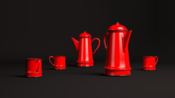 3dsmax red teapot