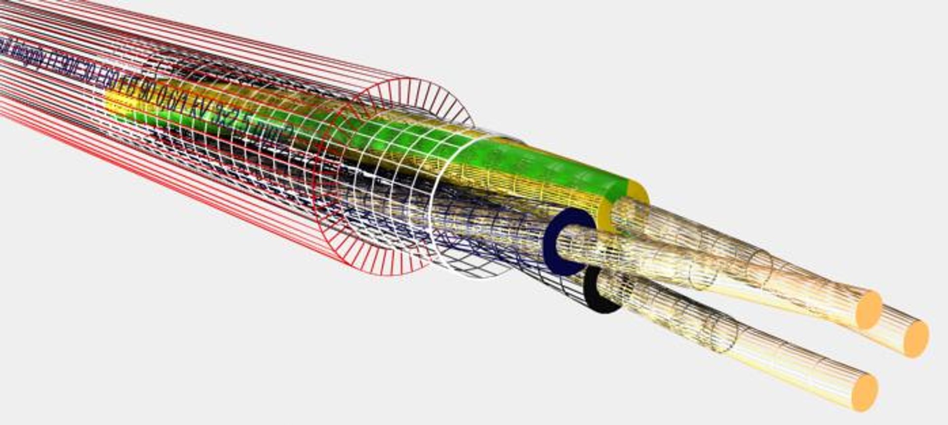 3d model halogen installation cable circuit