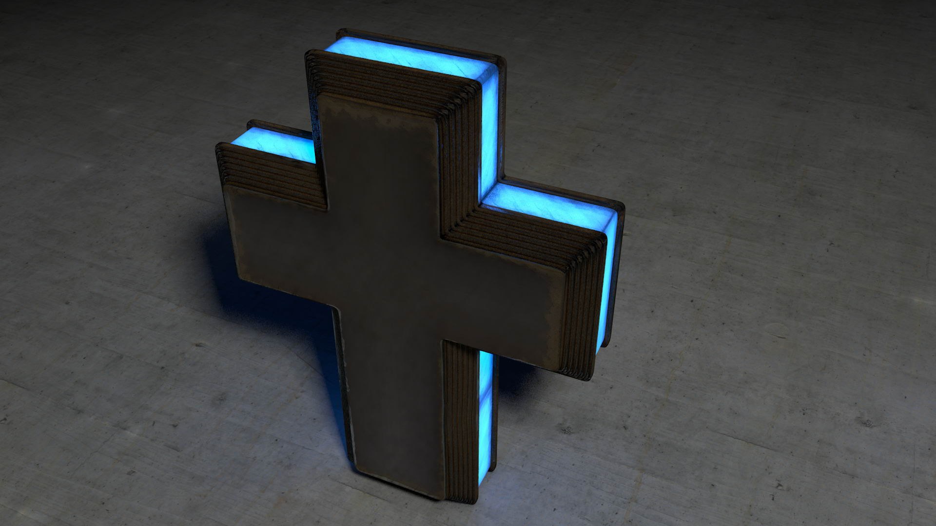 Free C4d Model Glowing Metal Cross