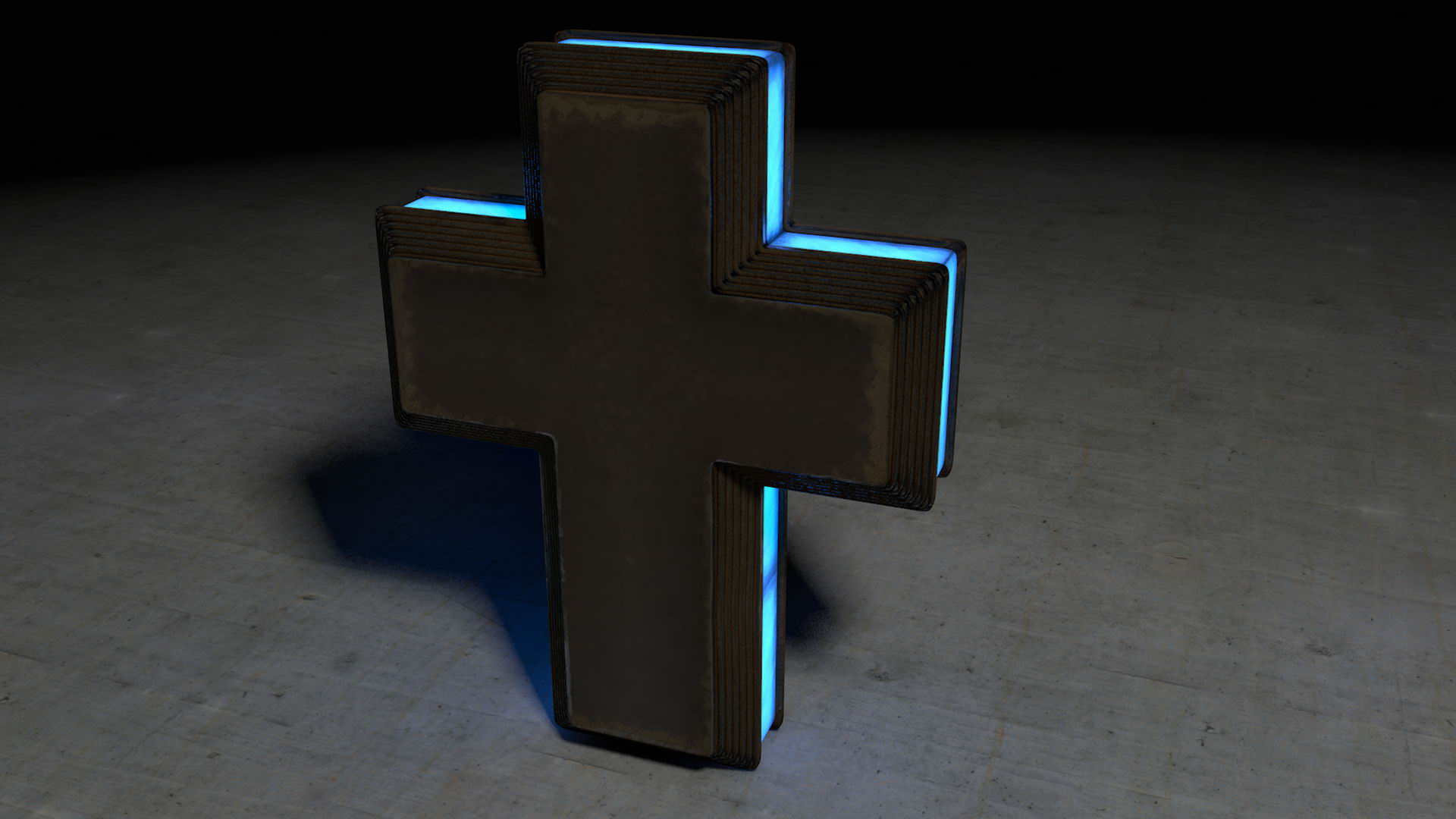 Free C4d Model Glowing Metal Cross