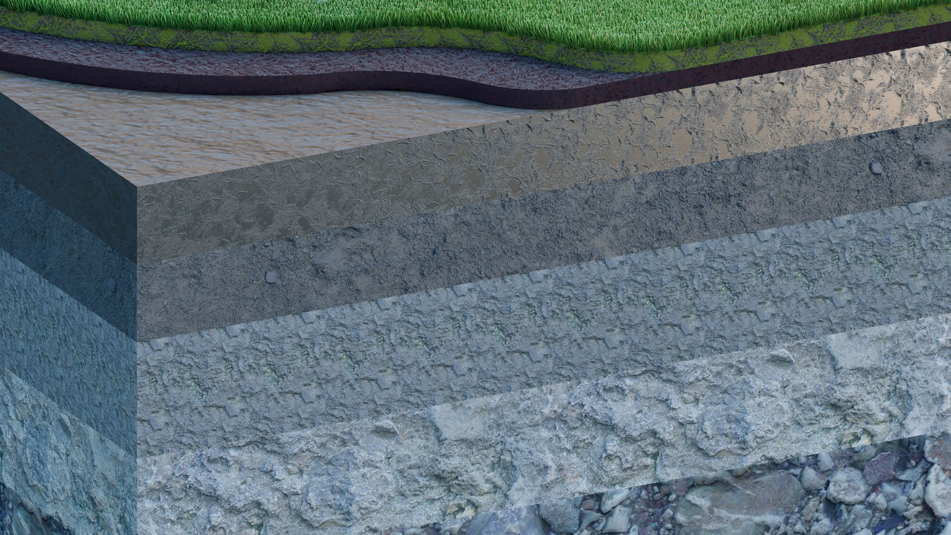 3D Soil Profile Earth Cross Section Isometric Diagram 3D Print Model ...