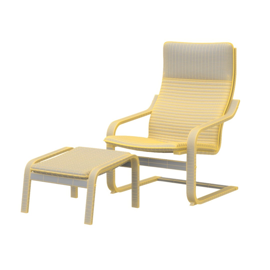 3D Poang Armchair With Footstool - TurboSquid 2205413