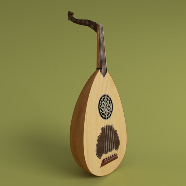 3d lute medieval instrument model