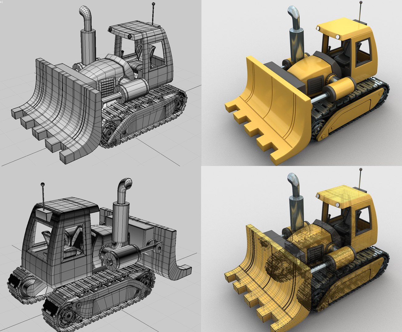3D Cartoon Bulldozer - TurboSquid 1389654
