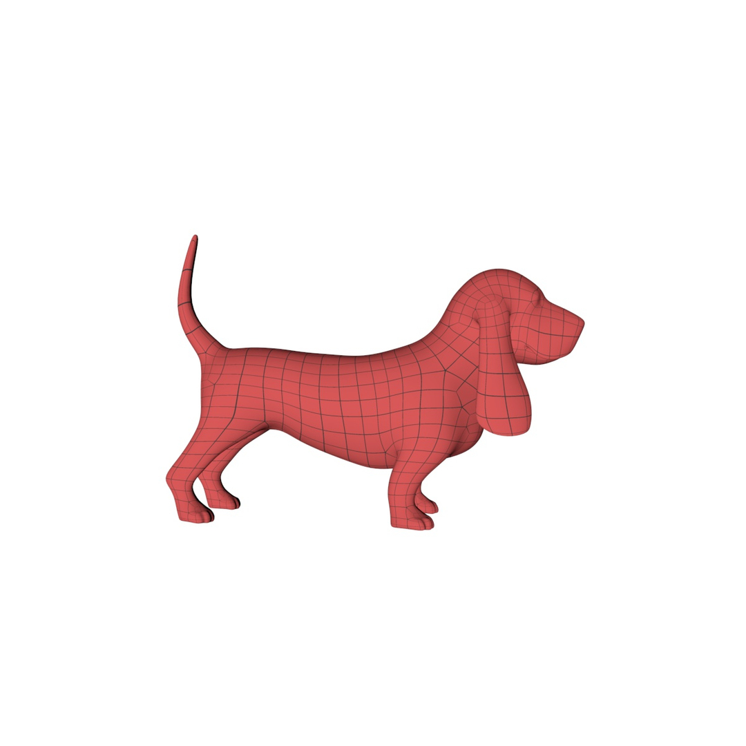 Base Mesh Basset Hound Dog 3d C4d