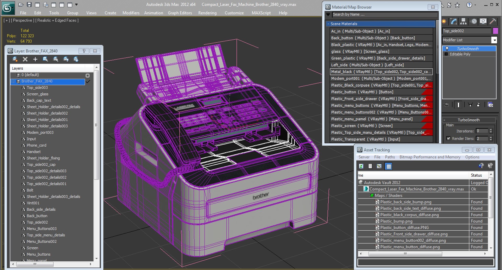 3D compact laser fax machine - TurboSquid 1286735