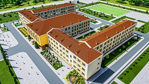 3D High School Building Model - TurboSquid 1736841