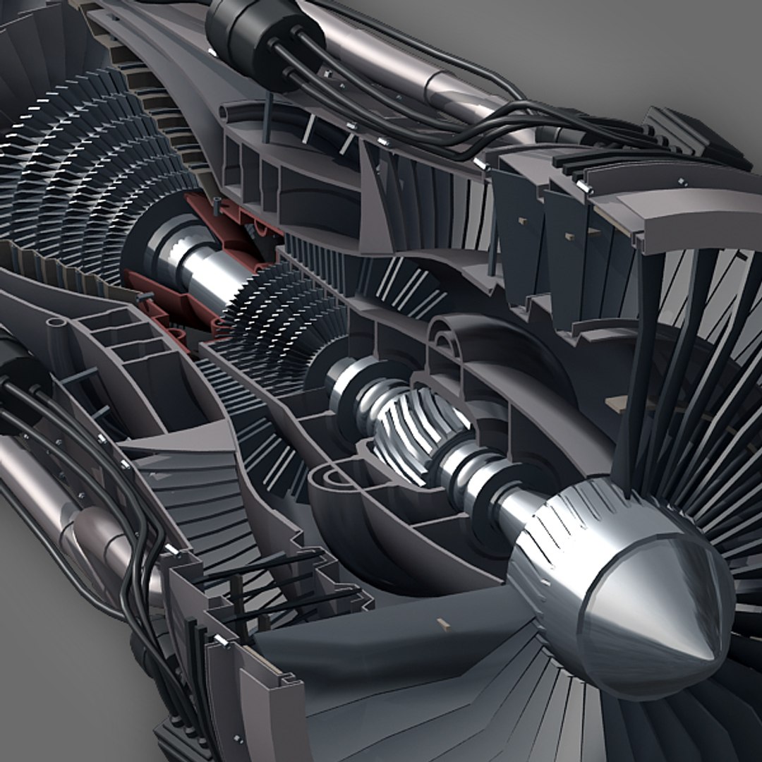 3d Jet Engine Cutaway Cuts Model