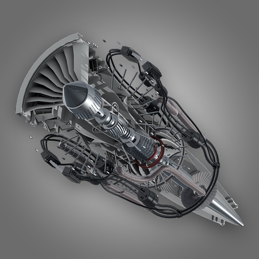 3d Jet Engine Cutaway Cuts Model