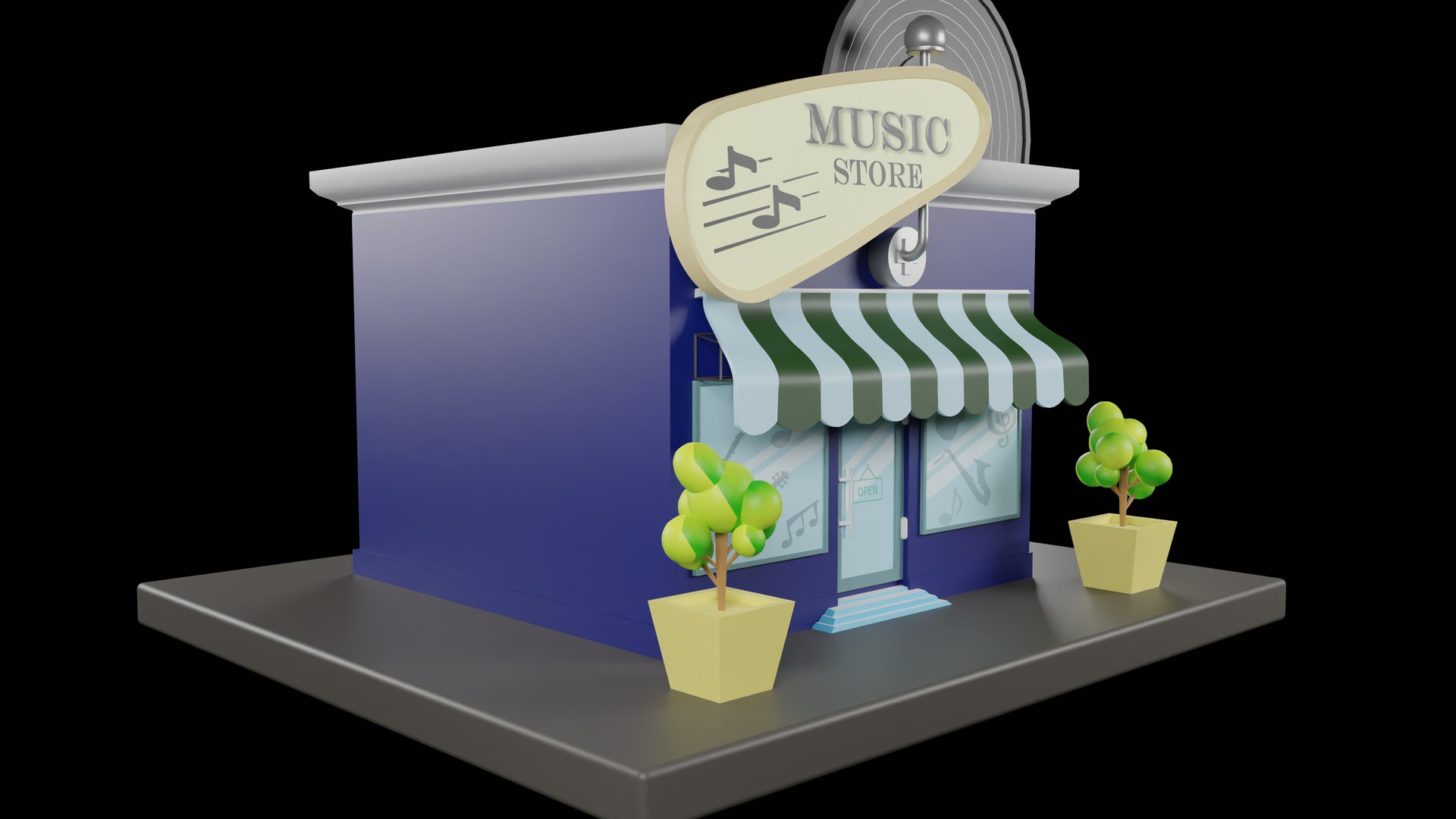 3D Low Poly Music Store - TurboSquid 1913488
