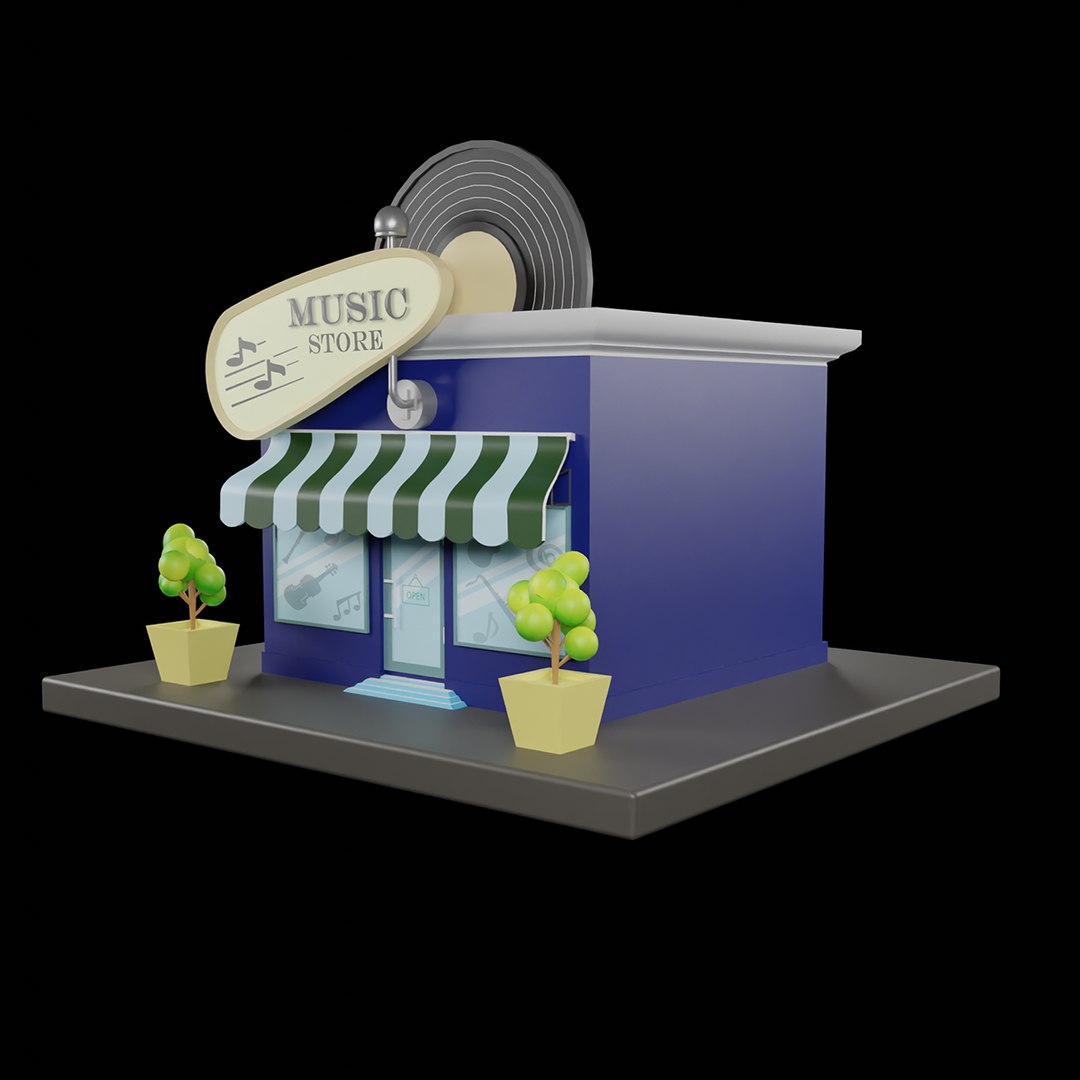 3D Low Poly Music Store - TurboSquid 1913488