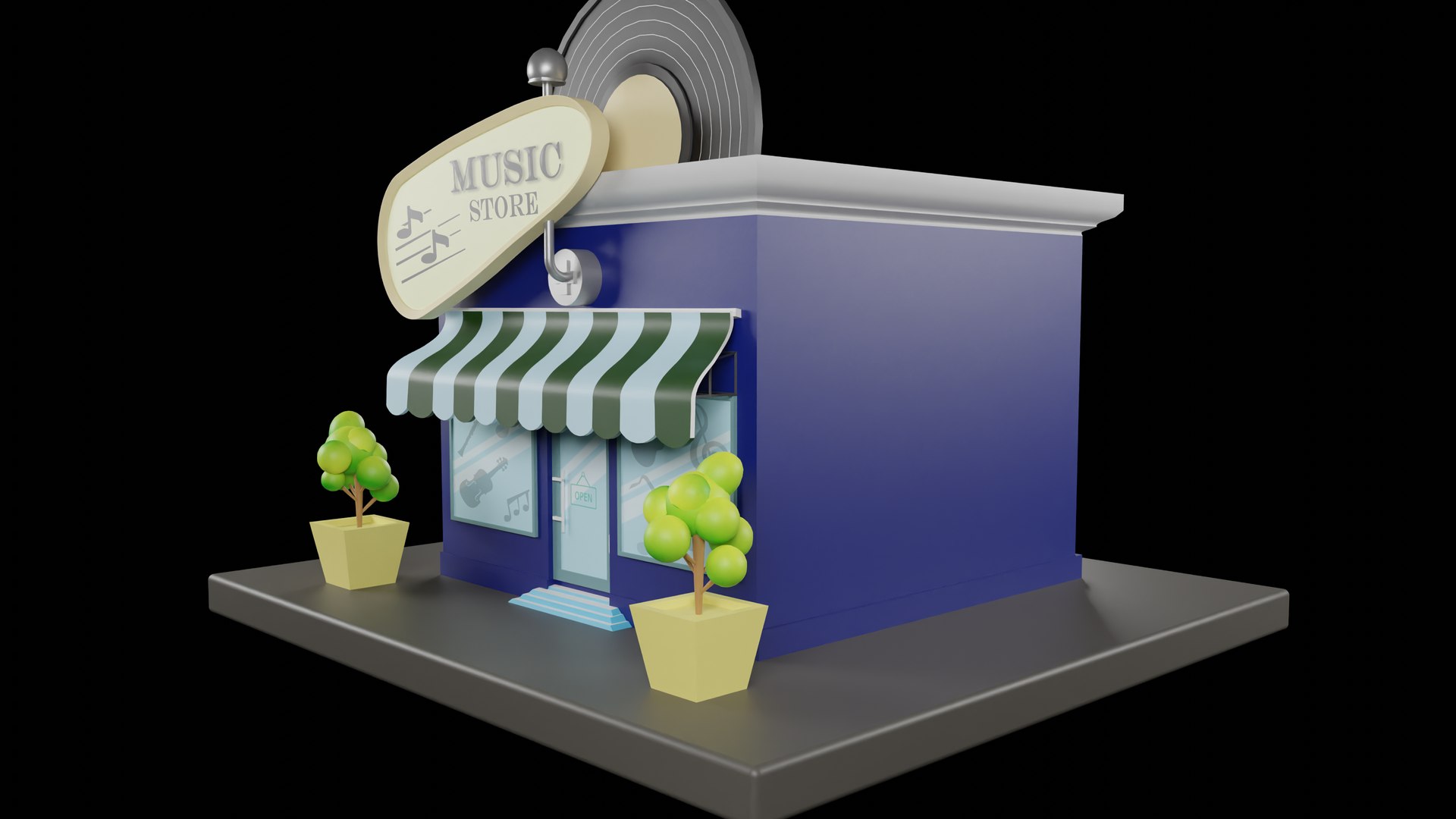 3D Low Poly Music Store - TurboSquid 1913488