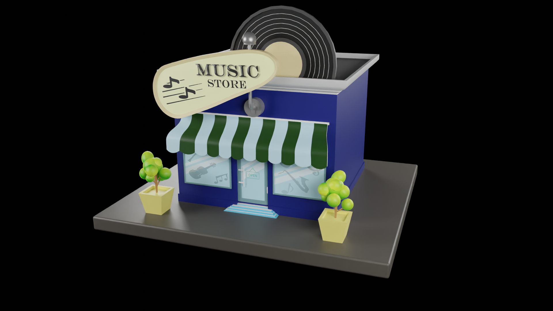 3D Low Poly Music Store - TurboSquid 1913488