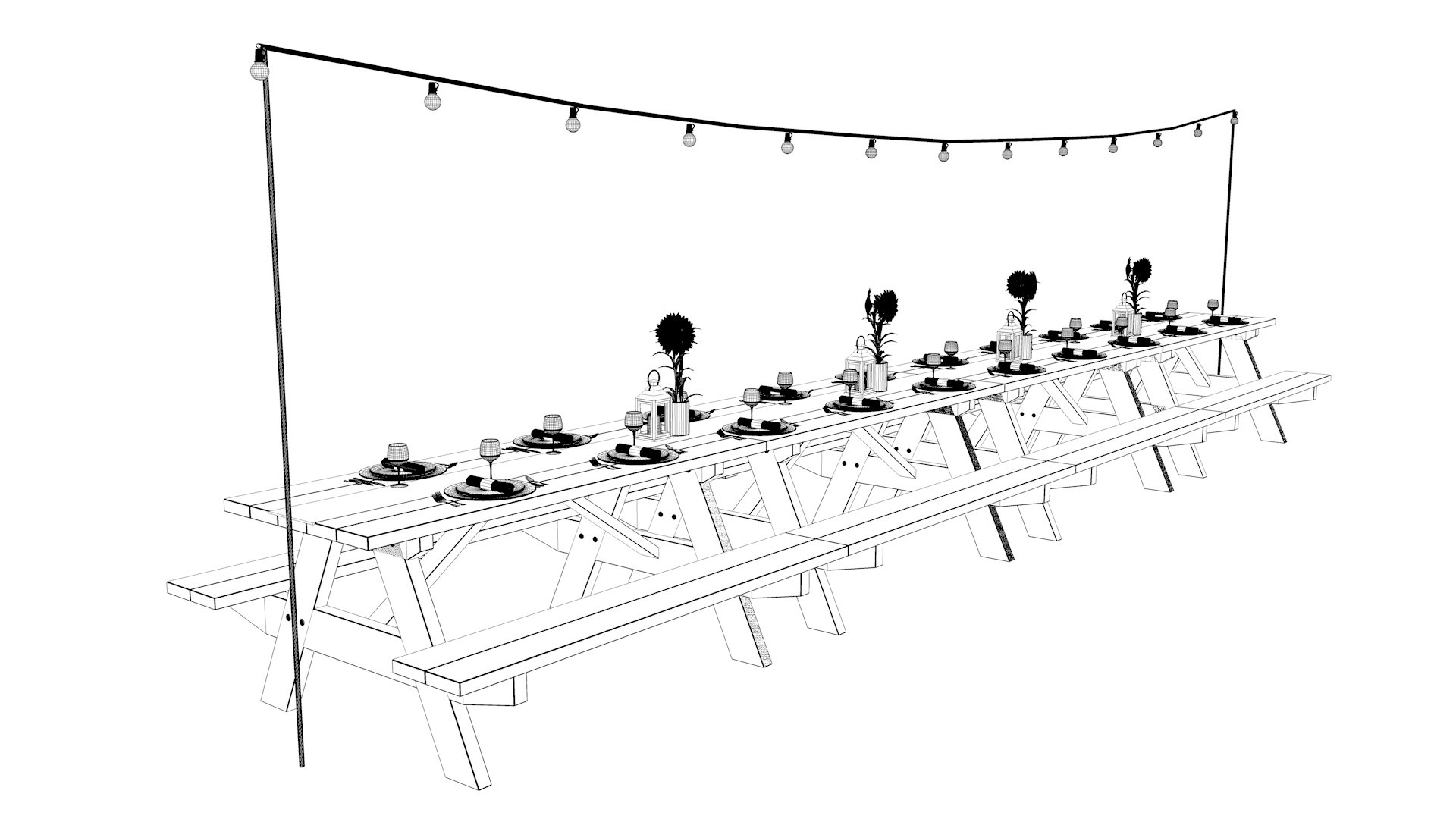 3D Party Table Model - TurboSquid 1728798
