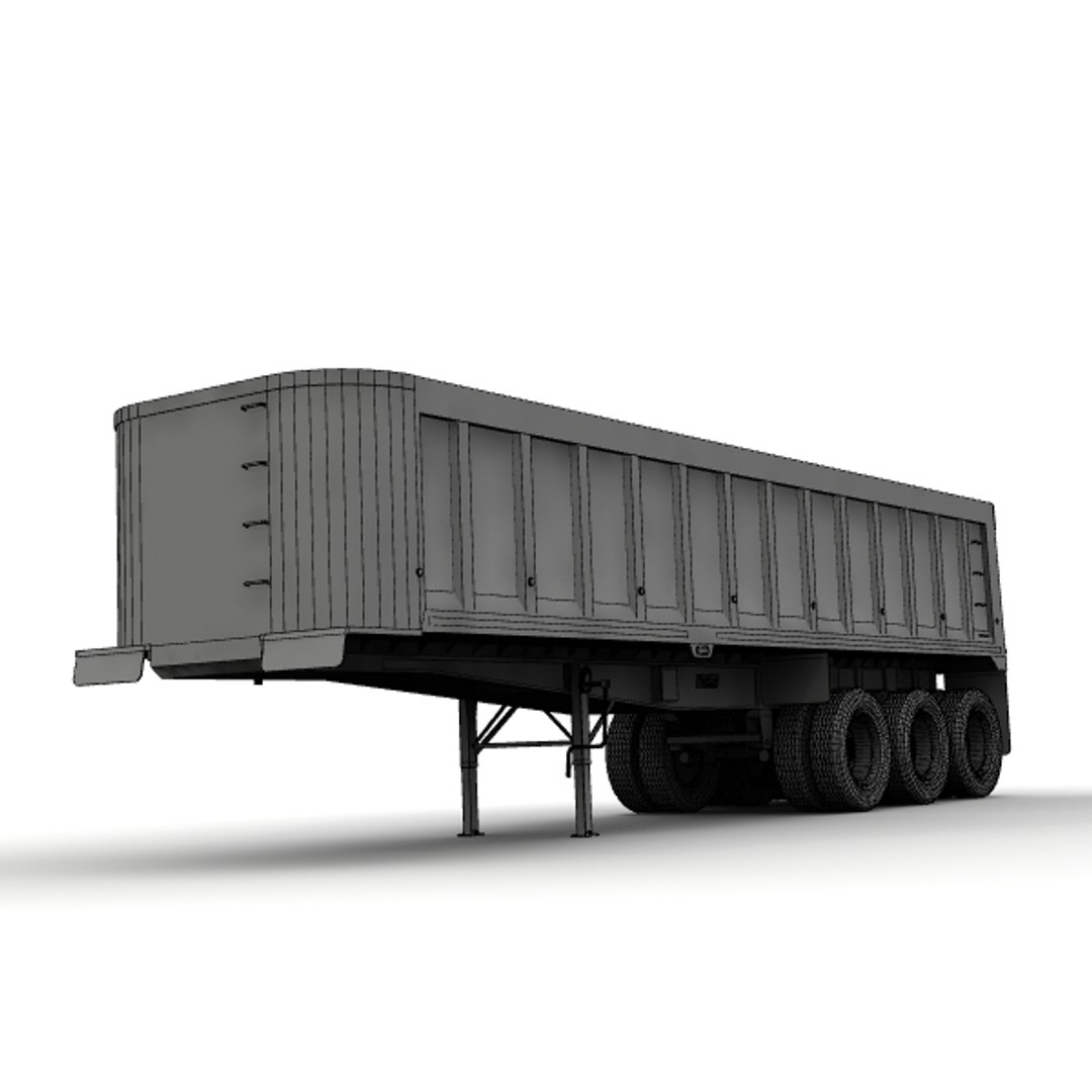 3d Trailer 3 Axle Trail Model