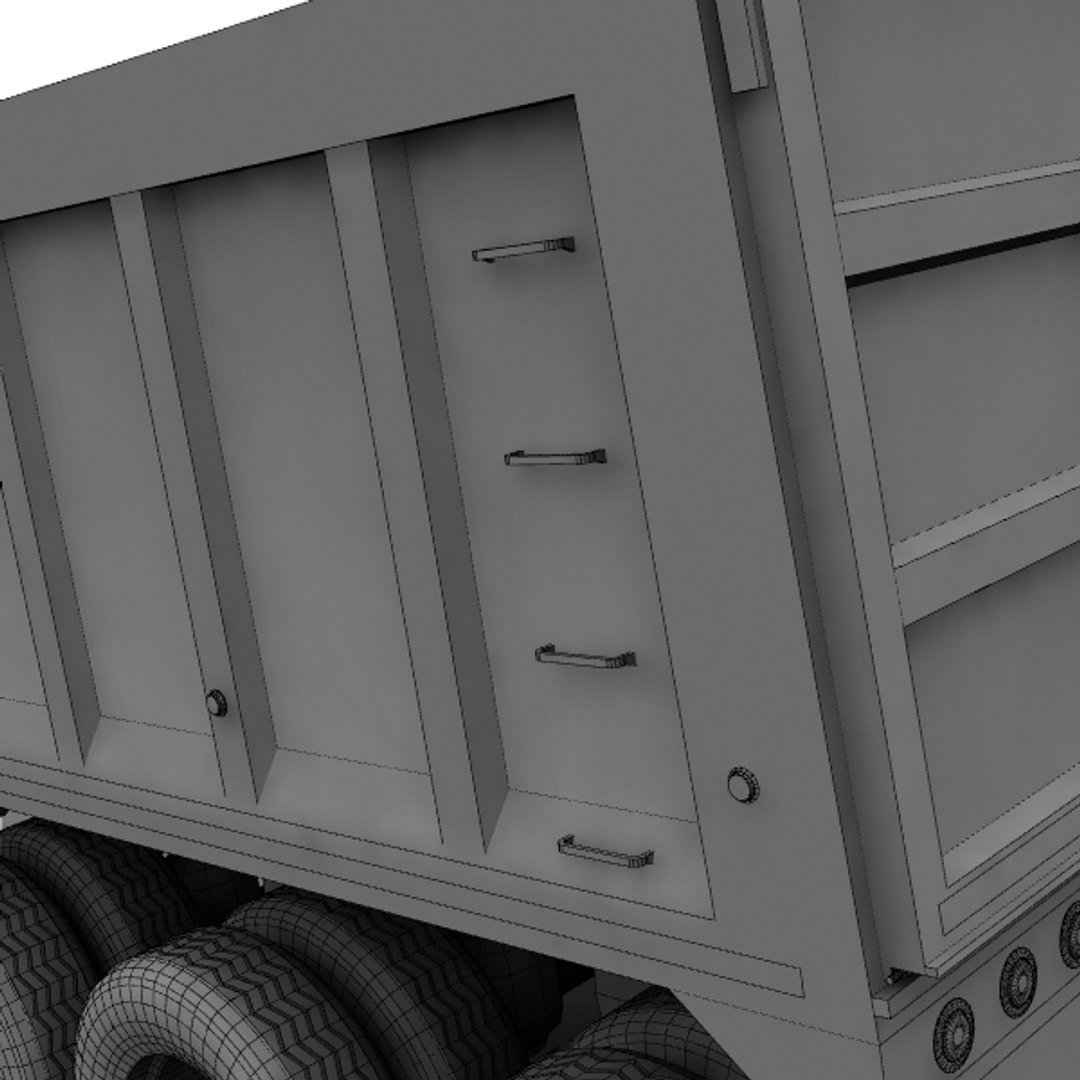 3d Trailer 3 Axle Trail Model