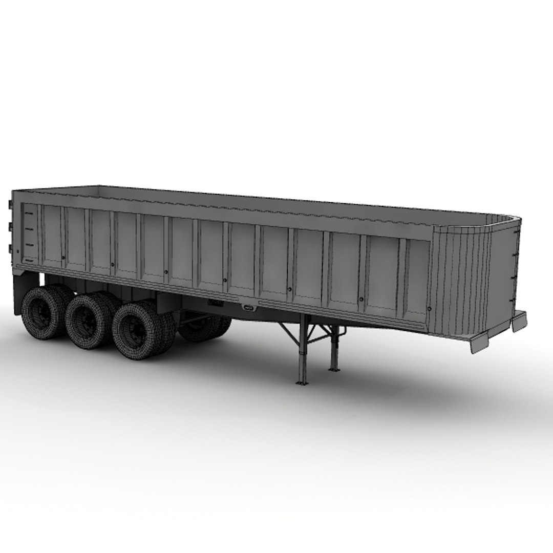 3d Trailer 3 Axle Trail Model