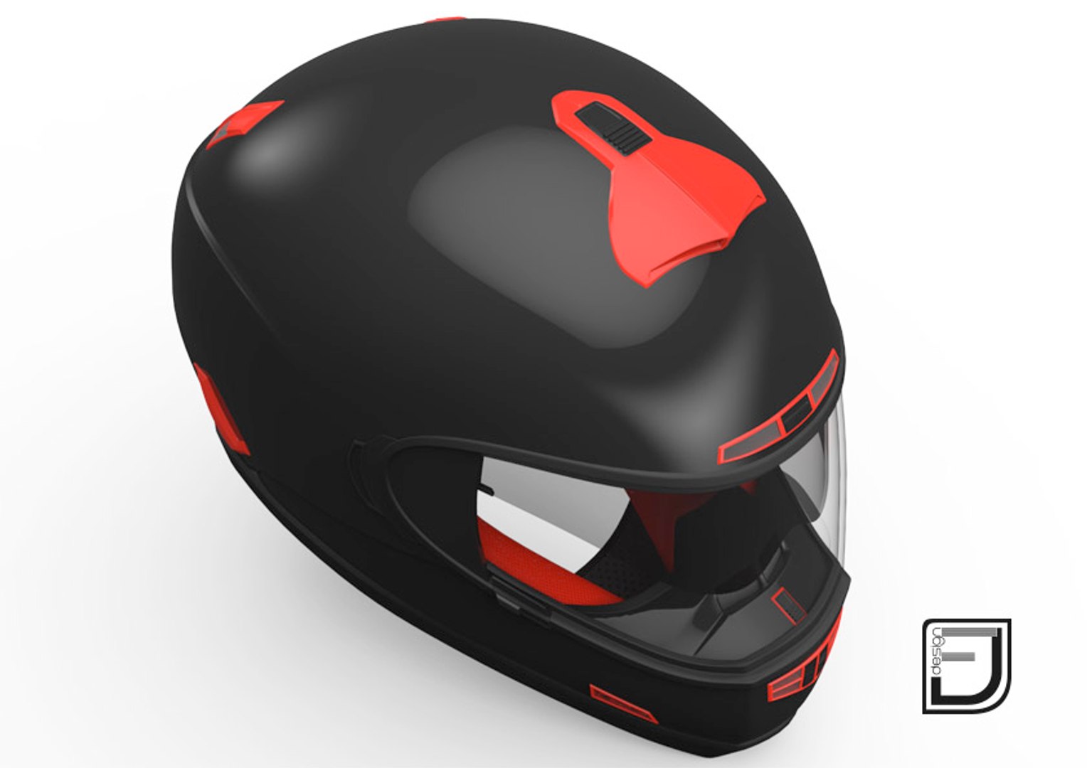 3d black red helmet h07 model