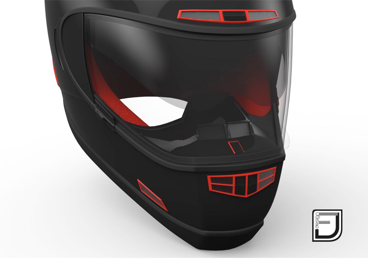 3d black red helmet h07 model