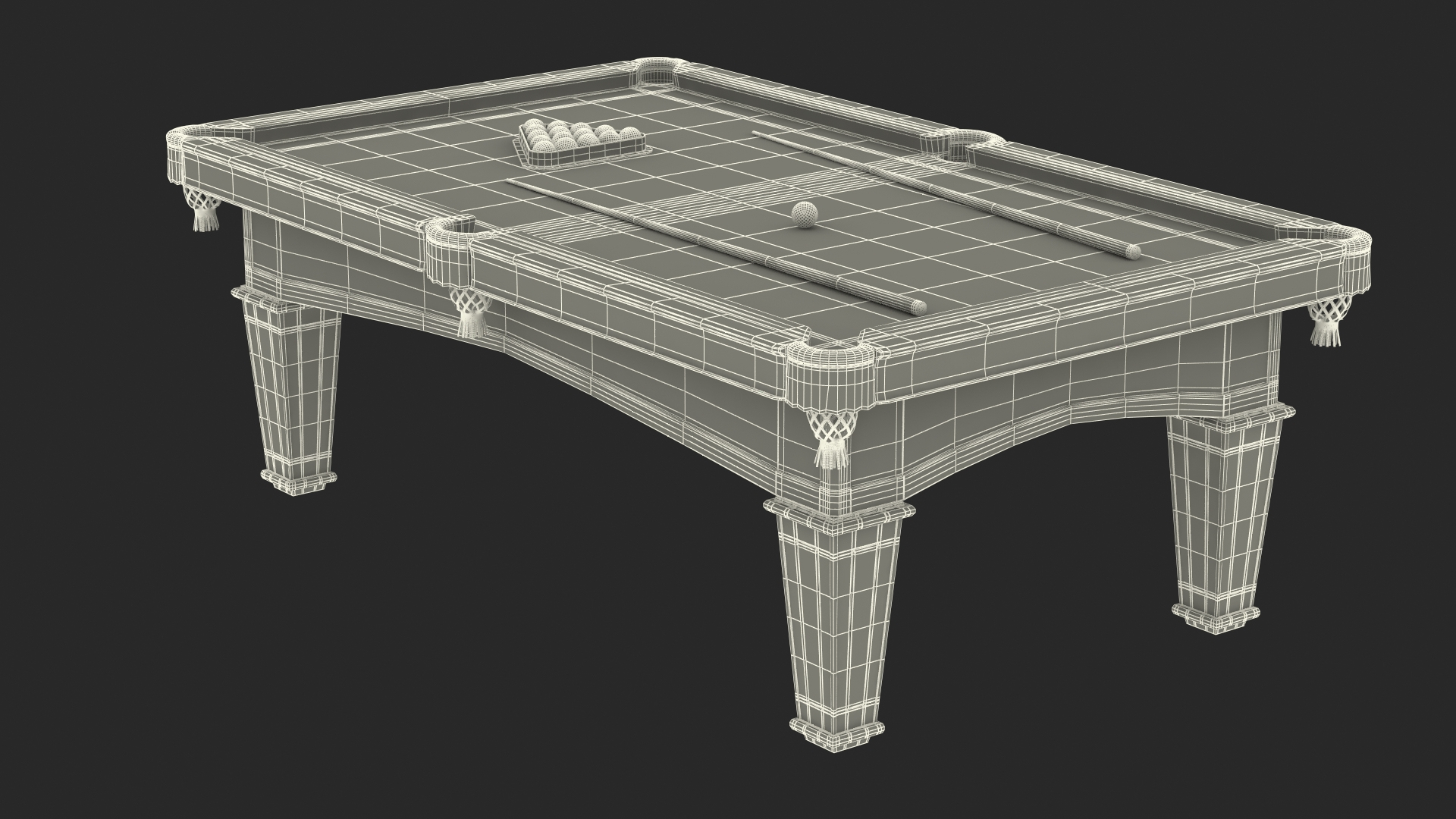Billiard Table With Cues And Ball Set 3D Model - TurboSquid 2315122