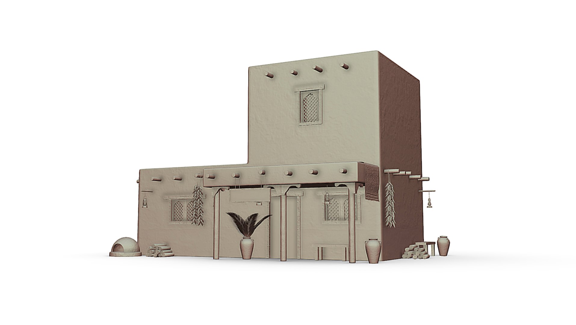 3D Photorealistic Old Arabic Islamic House 002 - TurboSquid 2418372
