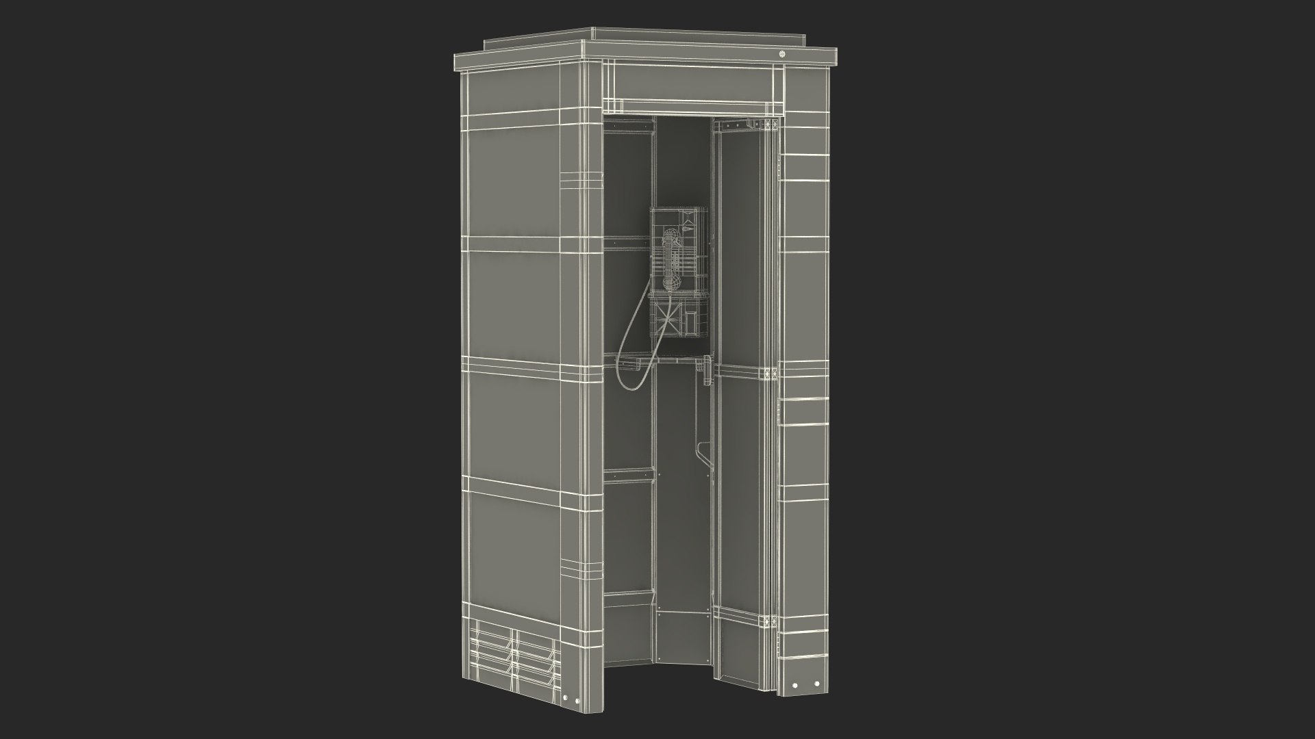 3D Vintage Public Telephone Booth Model - TurboSquid 2219837