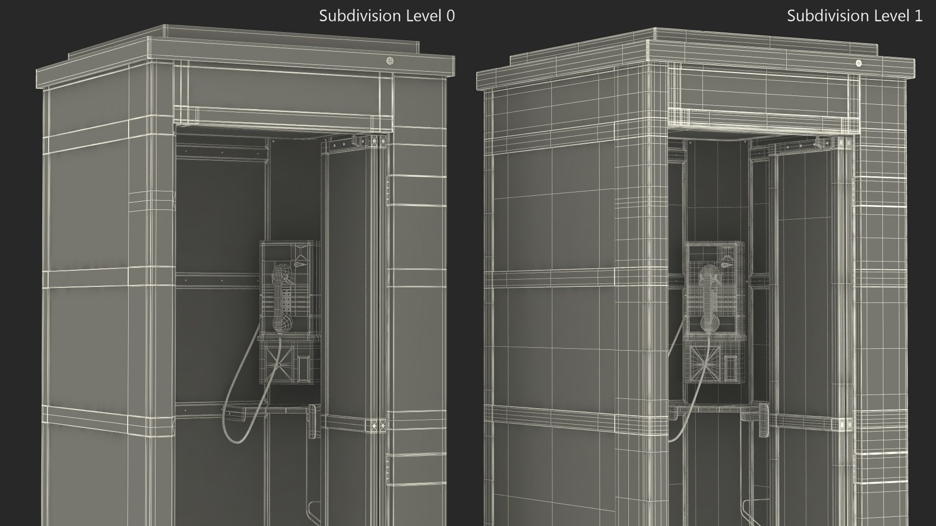 3D Vintage Public Telephone Booth Model - TurboSquid 2219837