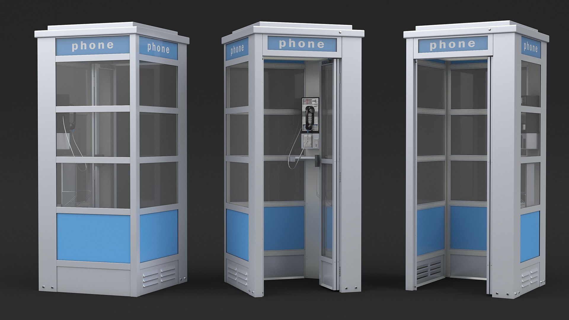 3D Vintage Public Telephone Booth Model - TurboSquid 2219837