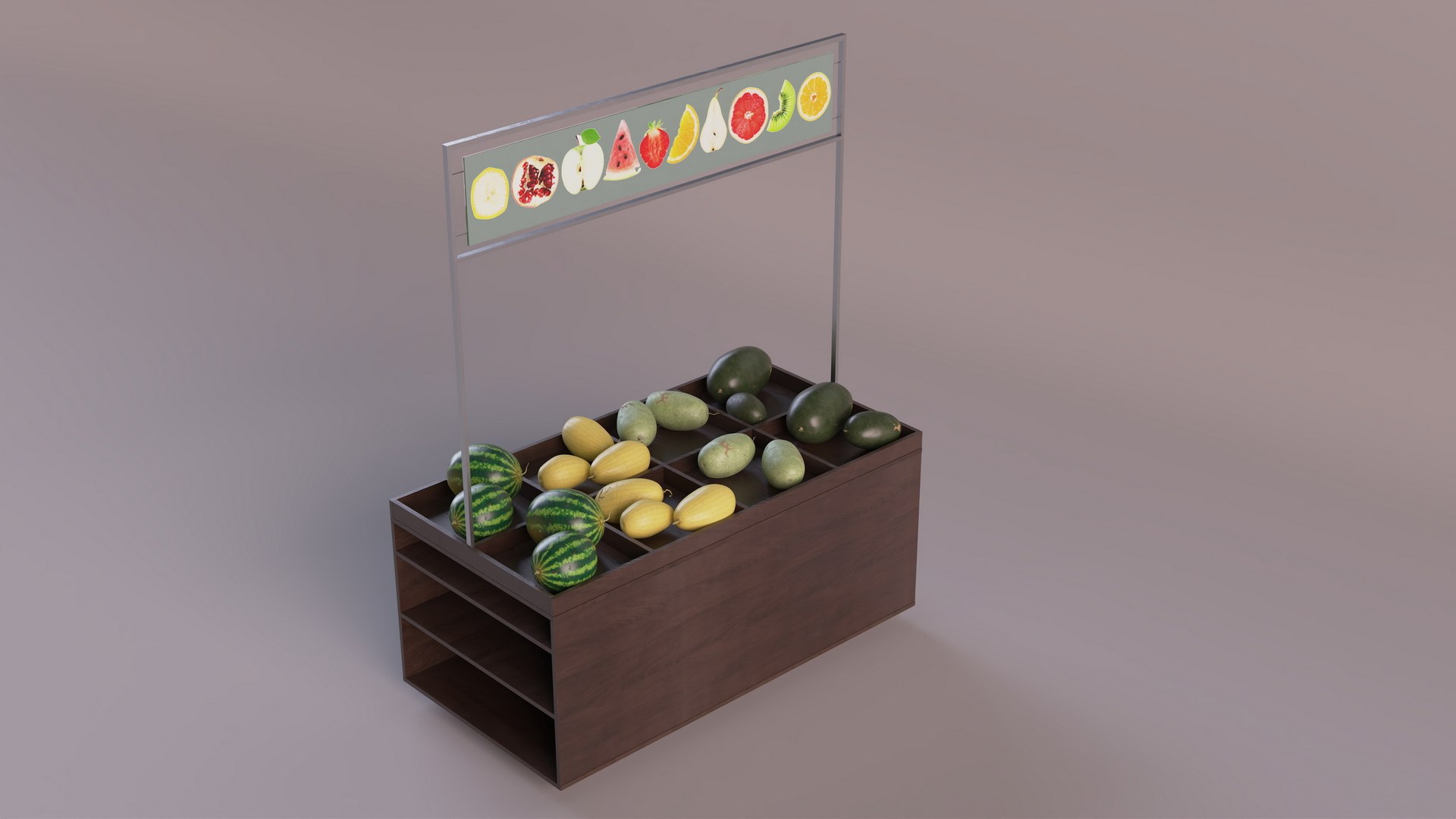 Counter With Variety Of Fruits 3D Model - TurboSquid 2304644