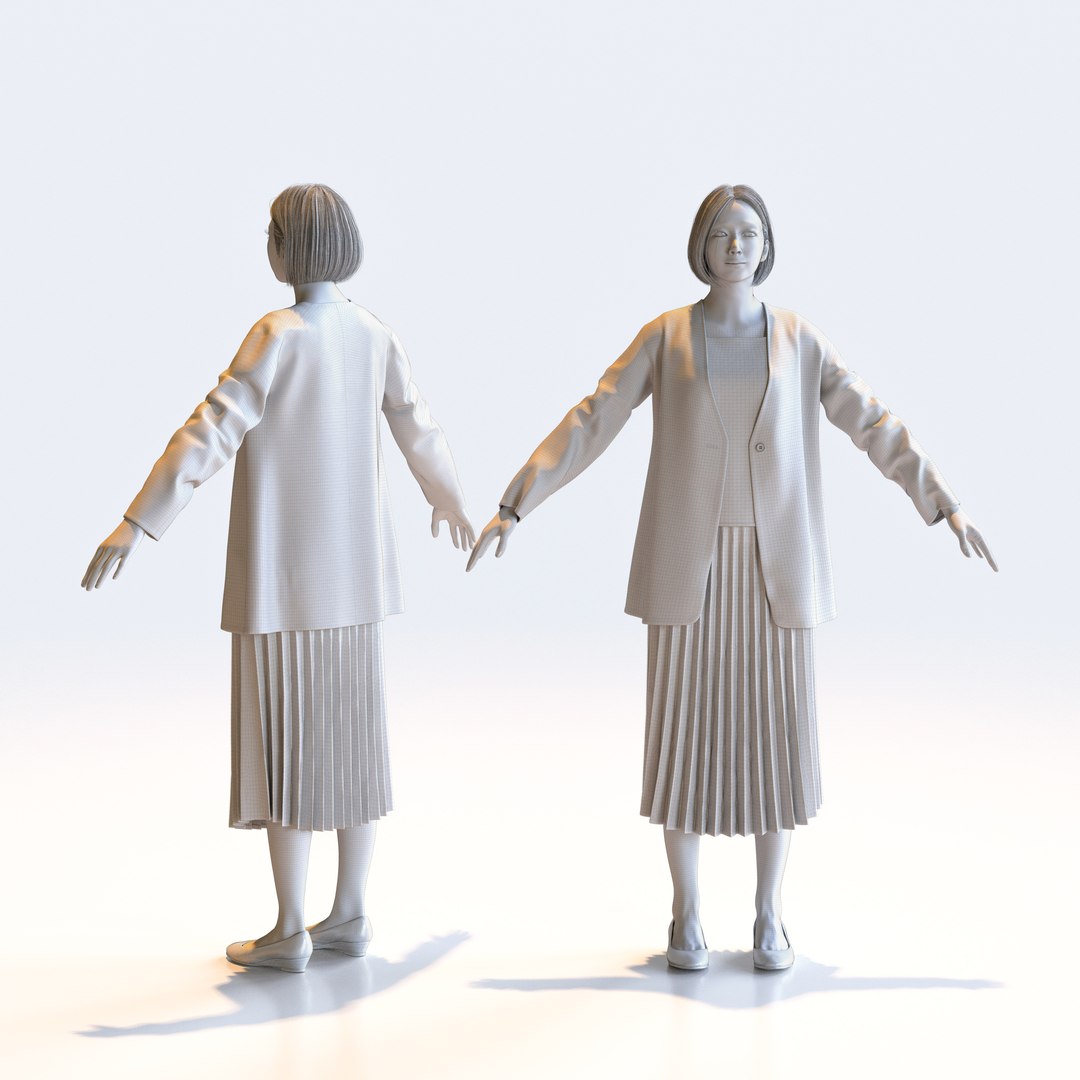 A Pose Asian Business Woman Collection - 5 Models X 5 Color Variations ...