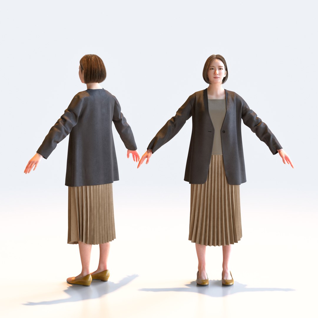 A Pose Asian Business Woman Collection - 5 Models X 5 Color Variations ...