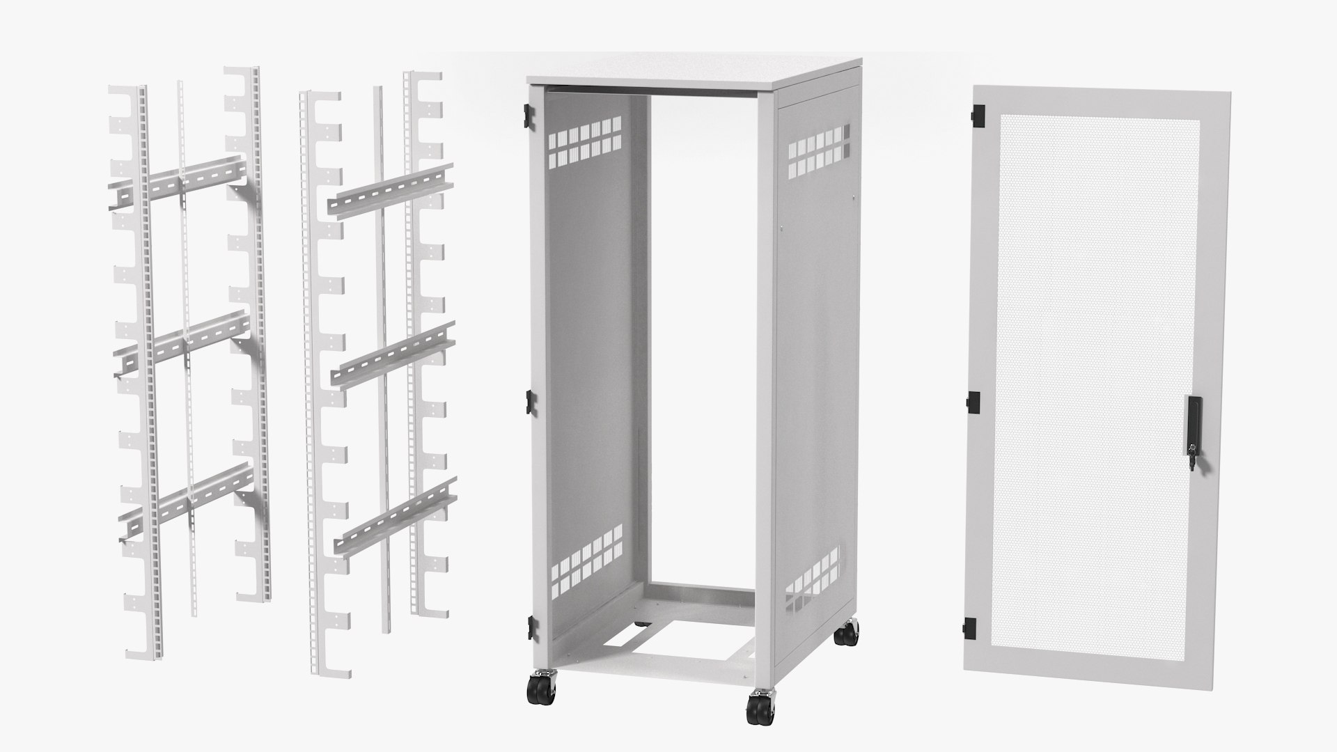 White 33U Floor Standing Rack Cabinet 3D model - TurboSquid 1845218