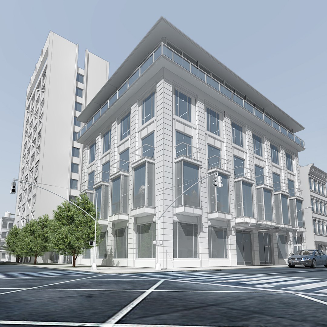 3d Model City Block Buildings Street