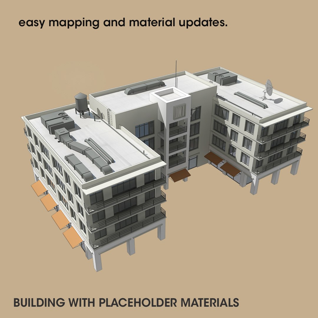 3d model city block buildings street