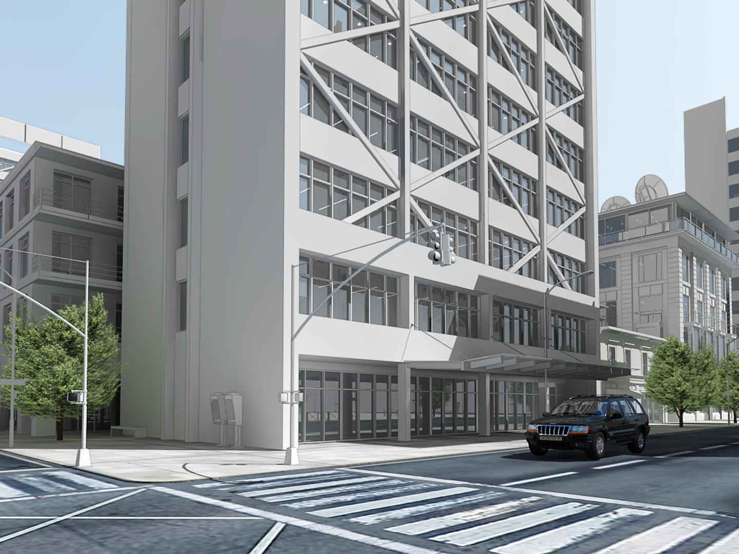 3d Model City Block Buildings Street