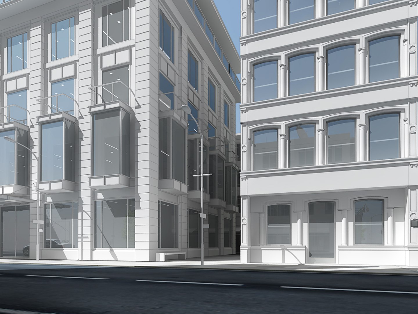 3d Model City Block Buildings Street