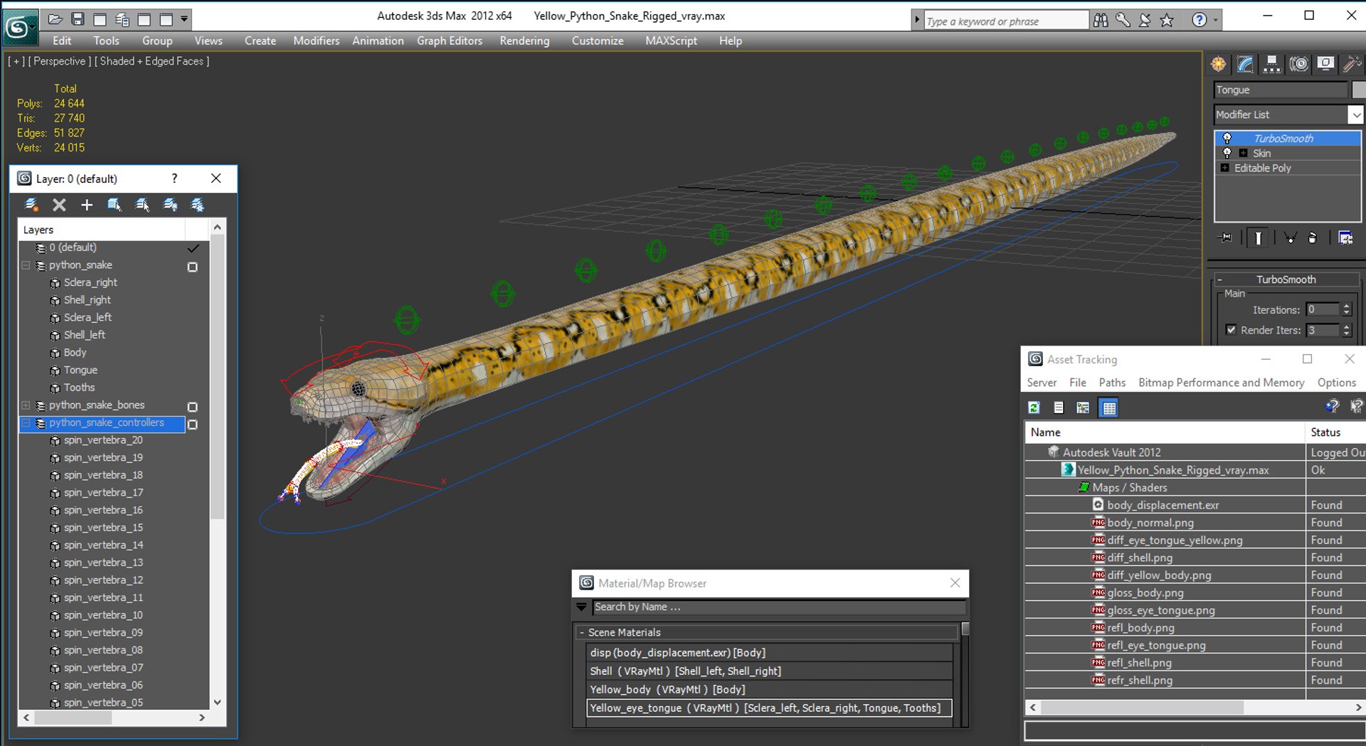 Yellow python snake rigged 3D - TurboSquid 1420375